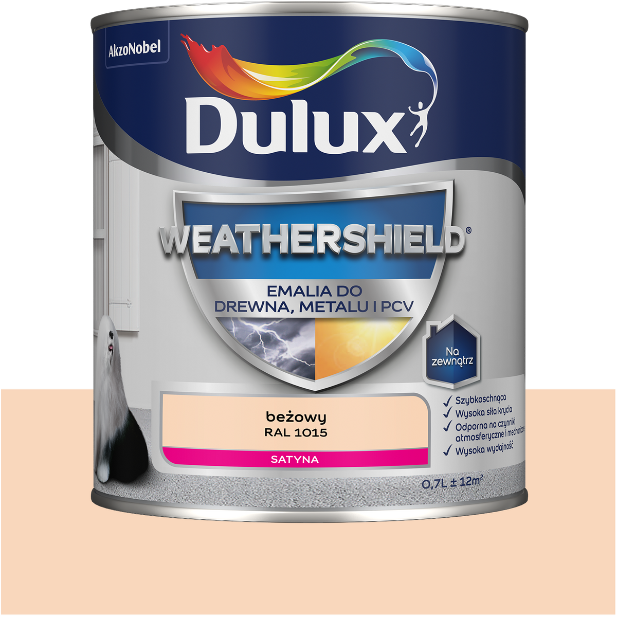 Dulux Weathershield emalia drewna metalu renowacji RAL 1015 BEŻOWY 0,7L ...